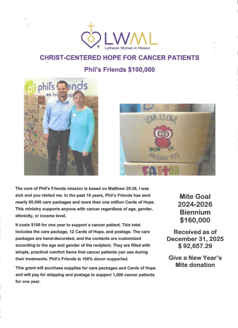 LWML mission grant for Phil's Friends - Lutheran Women's Missionary ...